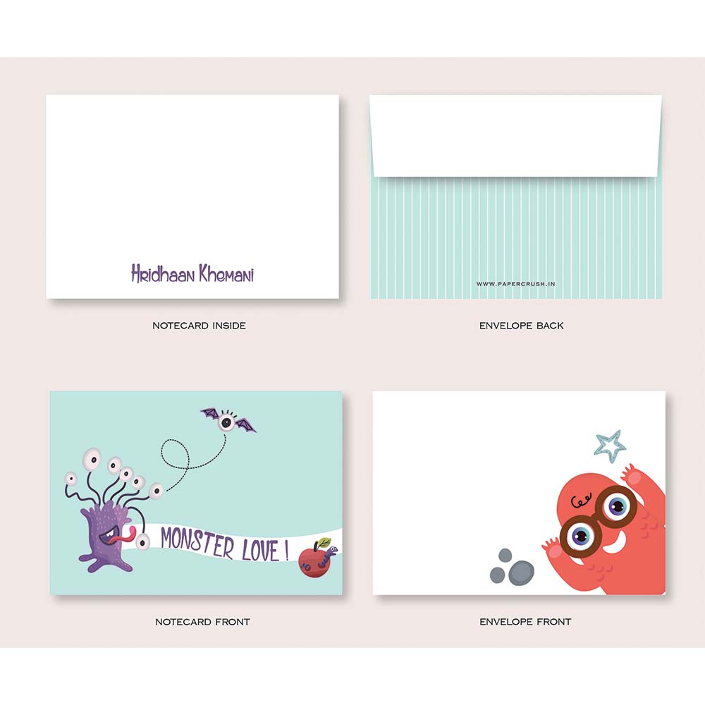 Monster -Folded-Notecards + Envelopes - Set of 25 – Buy Now at My Baby ...