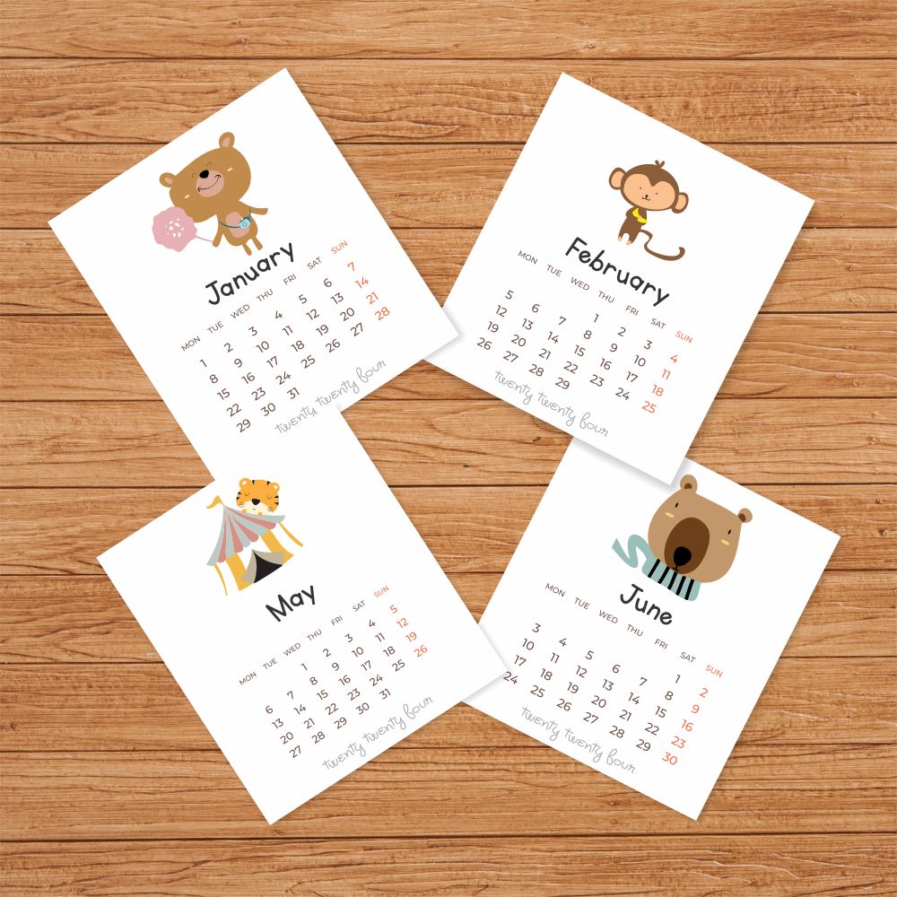 Desk calender - Cute Animals - My Baby Babbles