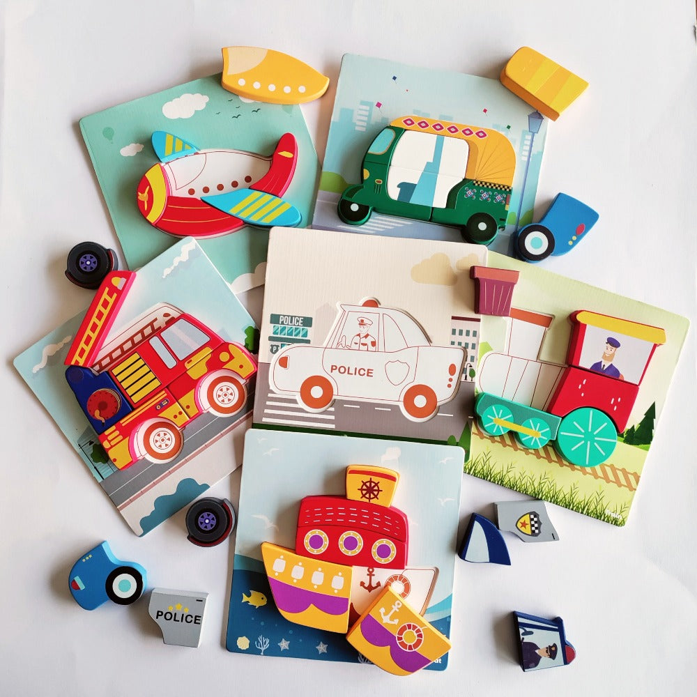 Open Ended Toddler's First 6 In 1 Puzzle - Modes Of Transport Vehicle ...